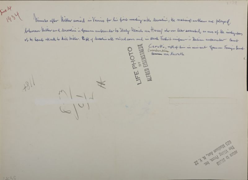 ALFRED EISENSTAEDT (1898–1995) Adolf Hitler und / and Benito Mussolini ...